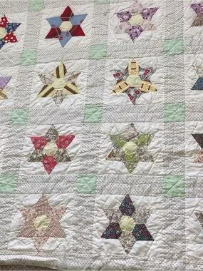 Handmade | Bedding | Vintage Star Flower Quilt Boho Farmhouse 68x9 ...